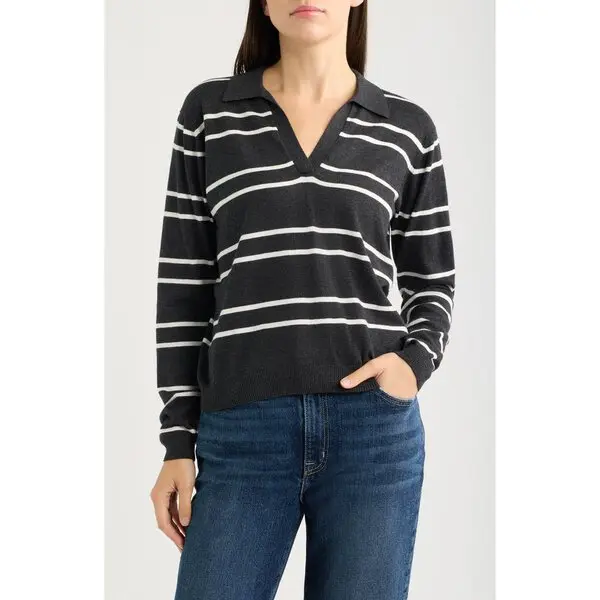 Bella Dahl Stripe Sweater - Graphite Stripe