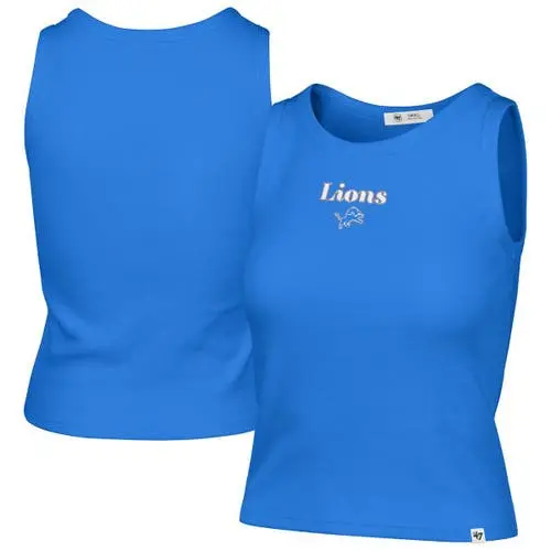 '47 Detroit Lions Cropped Straight Cut Ribbed Baby Tank Top - Blue