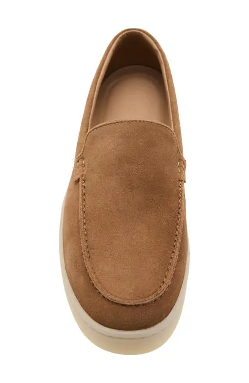 Mango Suede Moc Toe Loafer - Cognac