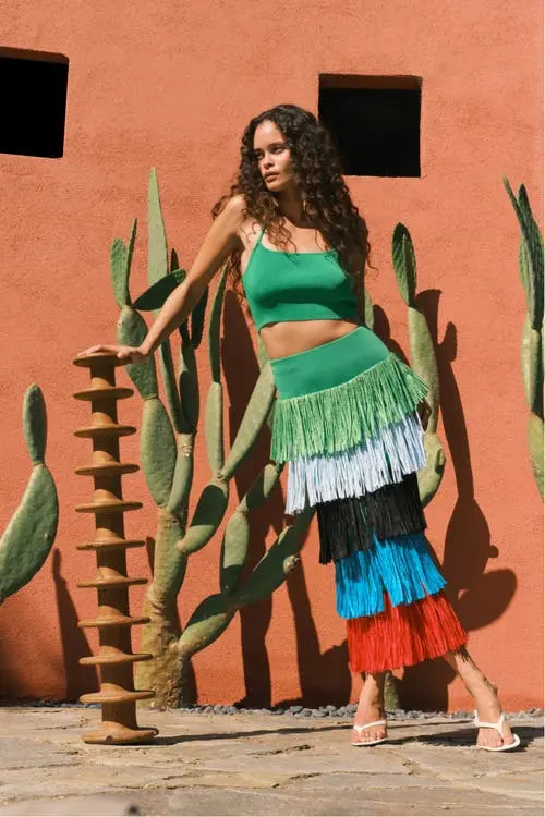 SIMONMILLER Dio Fringe Knit Skirt