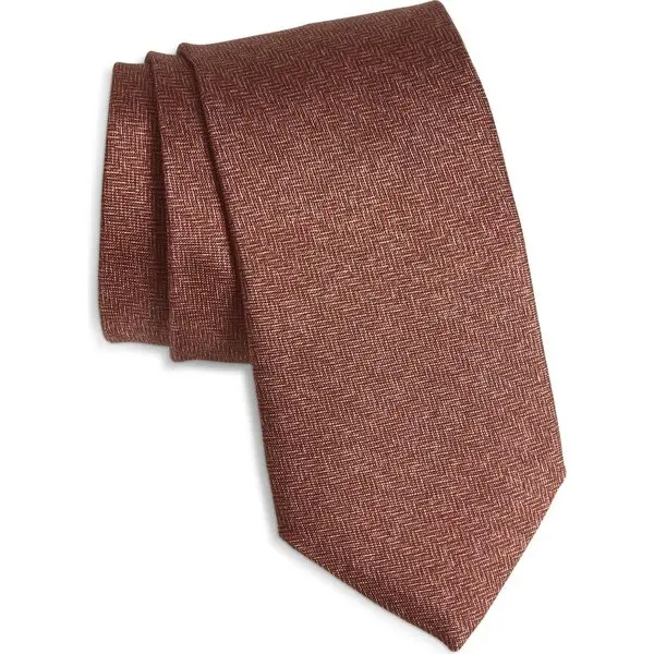 David Donahue Red Mélange Silk Herringbone Tie
