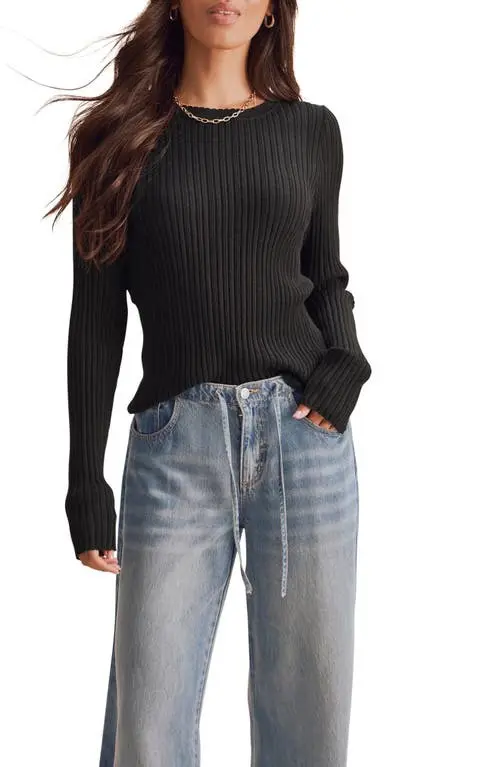 Splendid Georgie Pointelle Sweater - Black