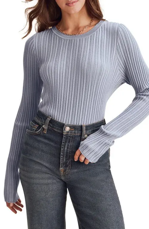 Splendid Georgie Pointelle Ribbed Sweater - Blue Mist