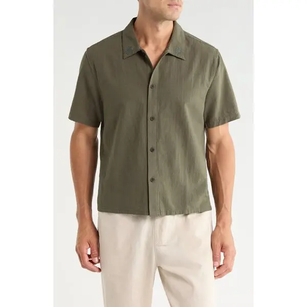 RHYTHM Grange Cropped Linen & Cotton Button-up Shirt