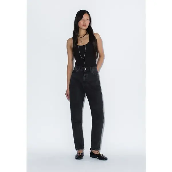 DR. DENIM Nora High Waisted Tapered Cropped Jeans - Black
