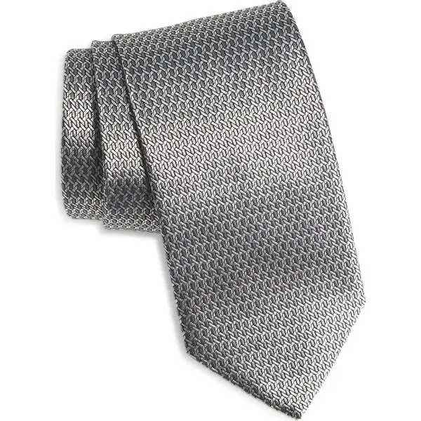 David Donahue Geometric Jacquard Silk Tie