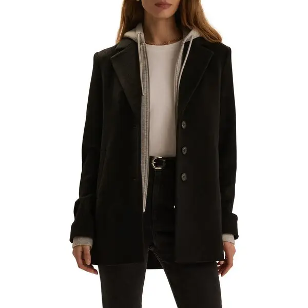 FAVORITE DAUGHTER Short Wool Blend Sport Coat - Black