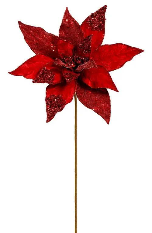 MARK ROBERTS Glitter Poinsettia Spray