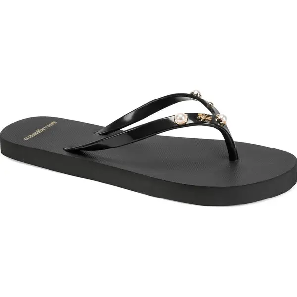 Karl Lagerfeld Paris Zimia Pearl Flip Flop - Black