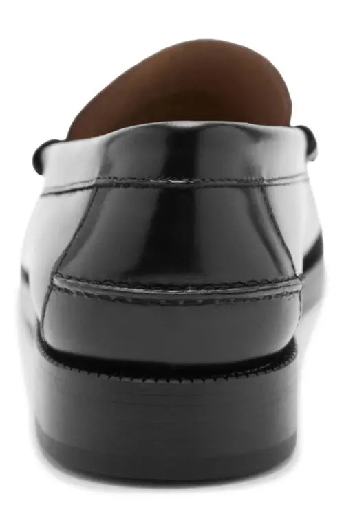 Mango Leather Penny Loafer - Black