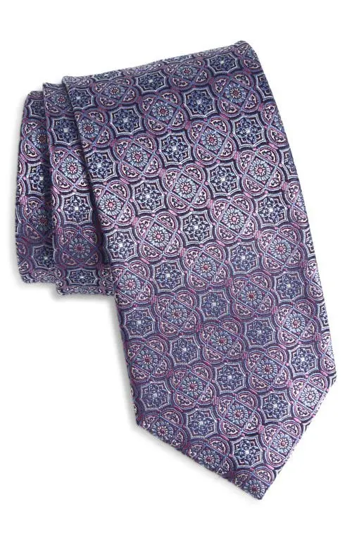David Donahue Medallion Jacquard Silk Tie