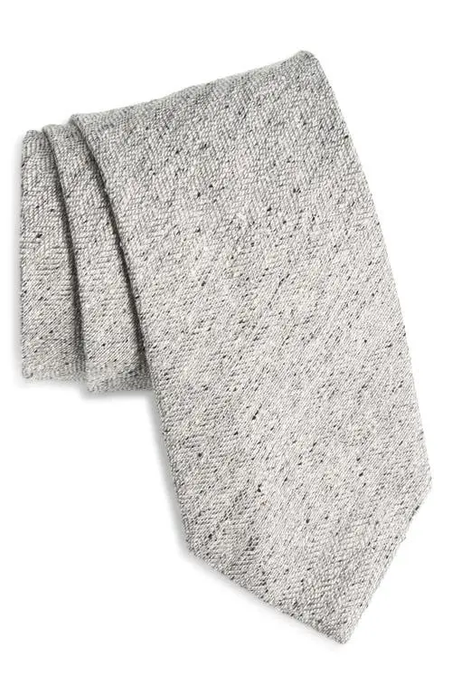 David Donahue Grey Mélange Silk Herringbone Tie