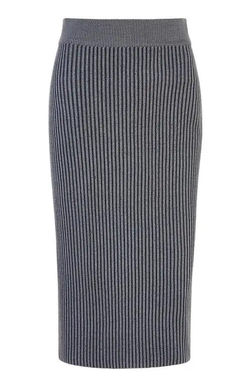 YUMI Ribbed Knitted Midi Skirt