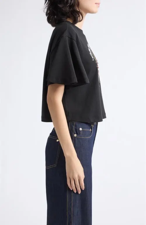 Cinq À Sept Orsa Flutter Sleeve Sequined Heart Graphic T-shirt