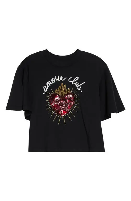 Cinq À Sept Orsa Flutter Sleeve Sequined Heart Graphic T-shirt