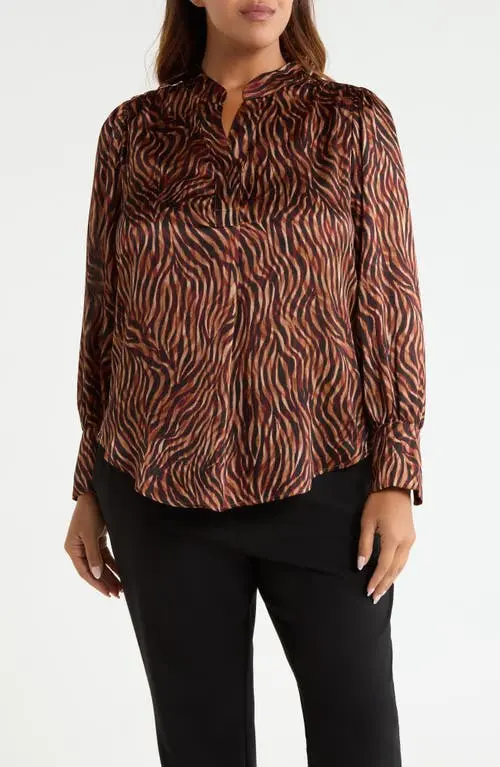 Anne Klein Pleat Front V-neck Top