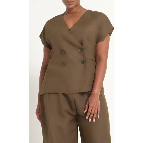 ESTELLE Katrina Double Breasted Linen Blend Jacket