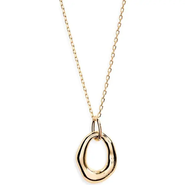 PANACEA Hammered Circle Pendant Necklace - Gold