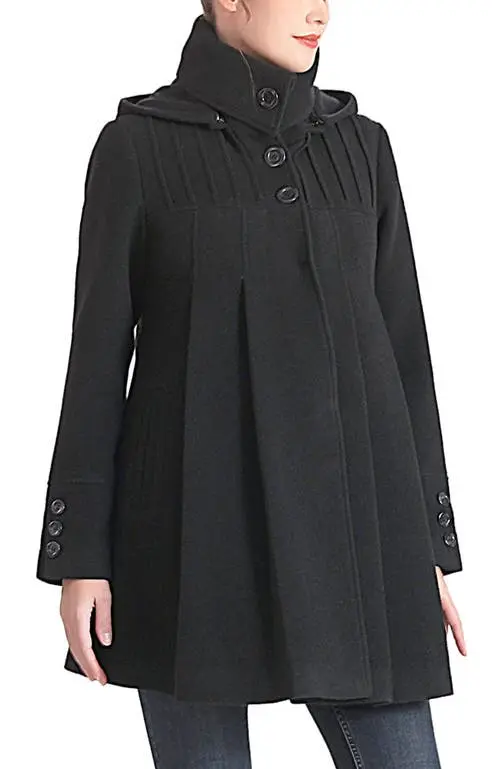 KIMI + KAI Aela Maternity A-line Hooded Wool Coat