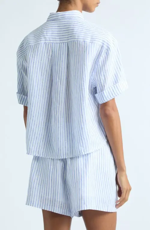 A.L.C. Mel Short Sleeve Button-up Linen Shirt
