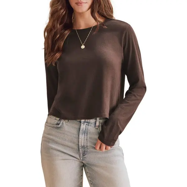 Splendid Louisa Long Sleeve Tee - Java Brown