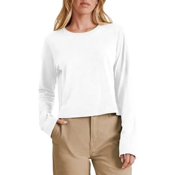 Splendid Louisa Long Sleeve Cotton Tee - White