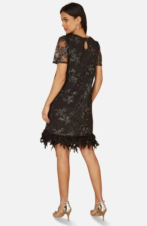 YUMI Sequin Embellished Floral Tunic Dress