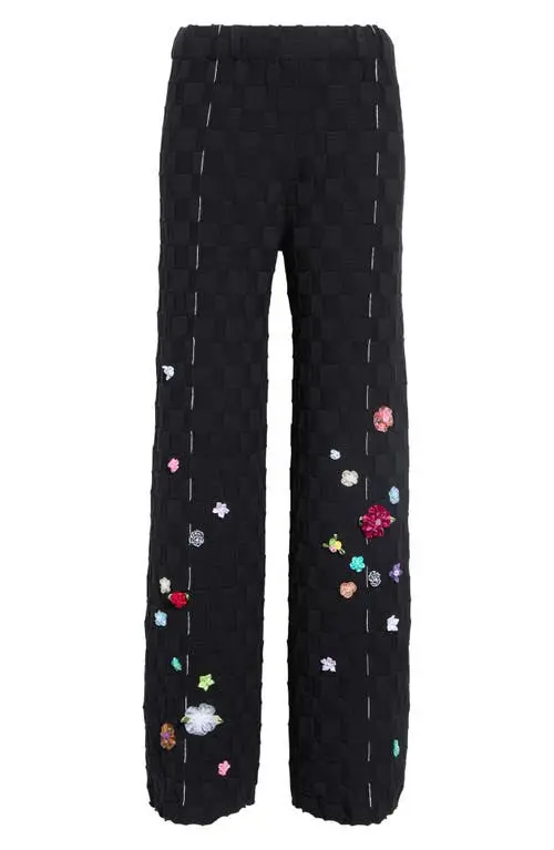 YANYAN Floral Check Organic Cotton Sweater Pants