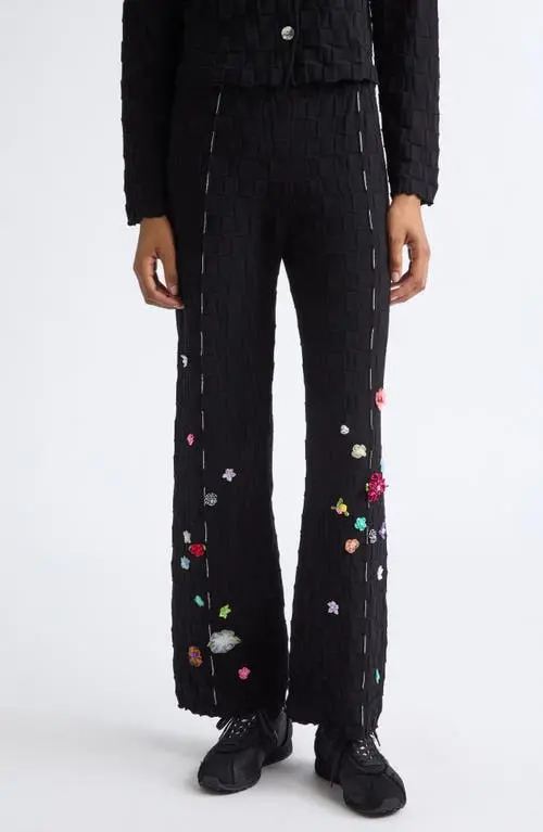 YANYAN Floral Rose Check Organic Cotton Sweater Pants