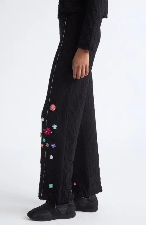 YANYAN Floral Rose Check Organic Cotton Sweater Pants