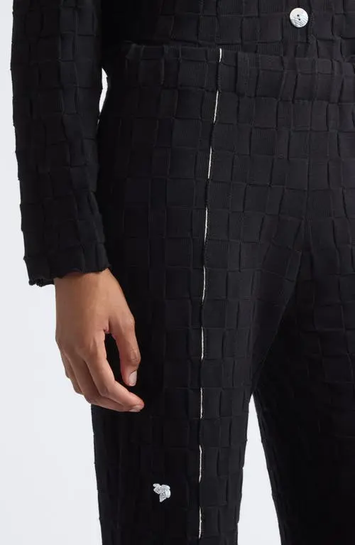 YANYAN Floral Rose Check Organic Cotton Sweater Pants