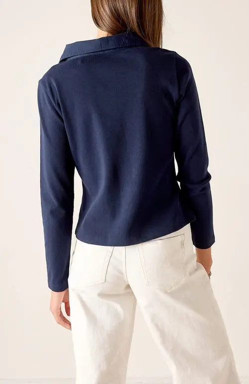 VOYAGEUR BY MERSEA Ribbed Button Down Shirt With Contrast Collar