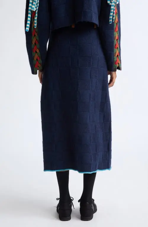 YANYAN Multicolored Bows Lambswool & Cotton Midi Skirt