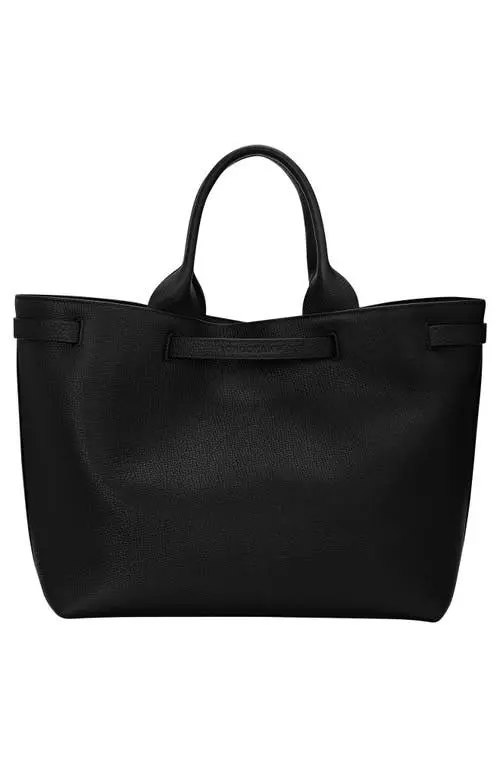 Longchamp Le Smart Flow Large Leather Tote - Black