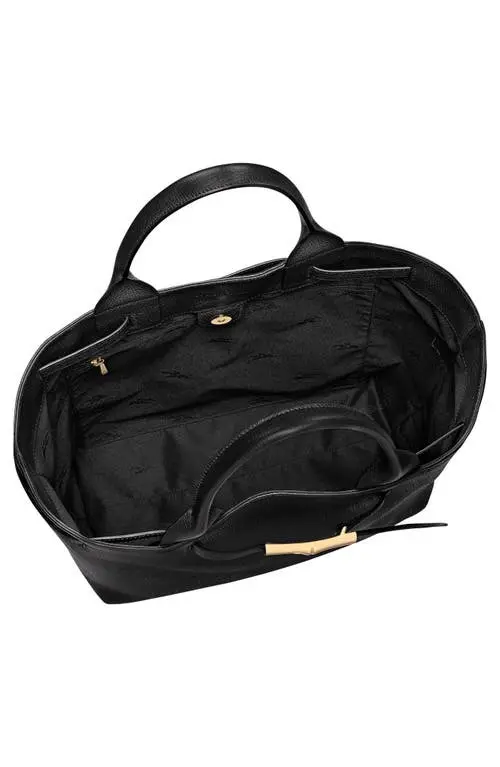 Longchamp Le Smart Flow Large Leather Tote - Black