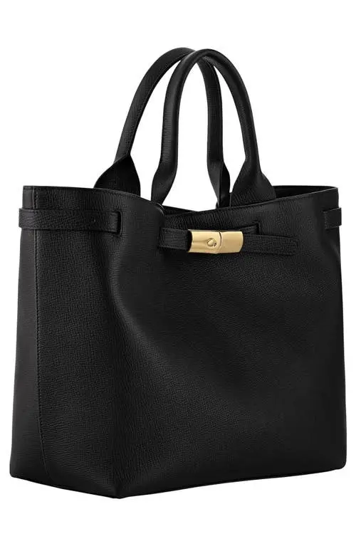 Longchamp Le Smart Flow Large Leather Tote - Black