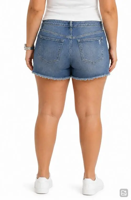 SLINK JEANS Frayed Hem Denim Shorts