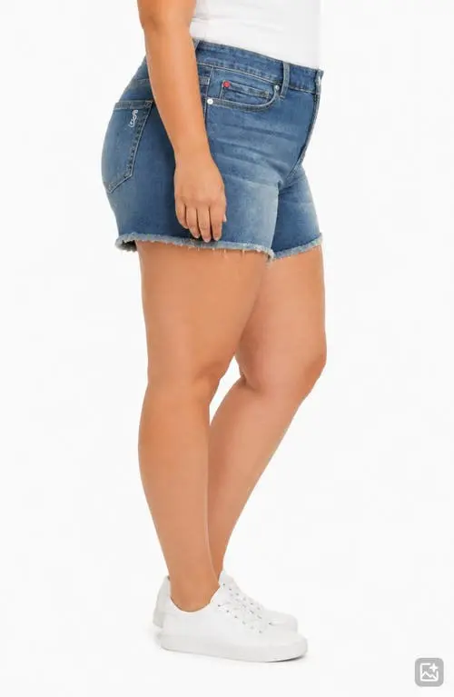 SLINK JEANS Frayed Hem Denim Shorts