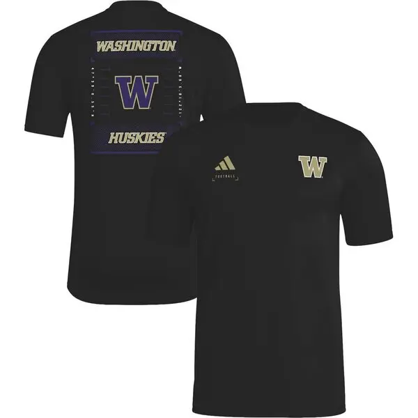 Adidas Washington Huskies Locker Football Icon Aeroready Pre-game T-shirt - Black