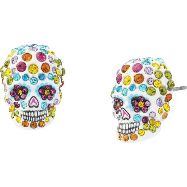 Betsey Johnson Pavé Skull Stud Earrings