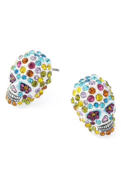 Betsey Johnson Pavé Skull Stud Earrings
