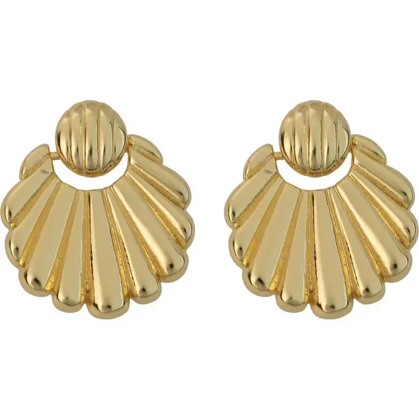 PANACEA Scalloped Door Knocker Drop Earrings - Gold