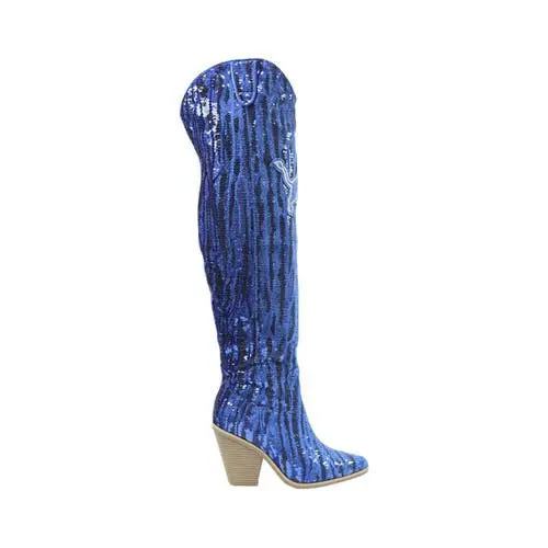 CUCE Detroit Lions Over-the-knee Two-tone Sequin Boots