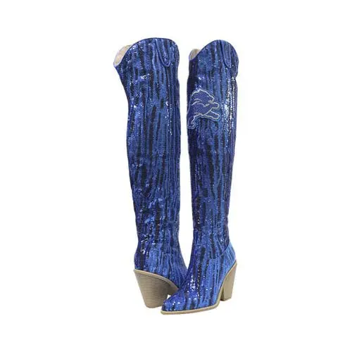CUCE Detroit Lions Over-the-knee Two-tone Sequin Boots