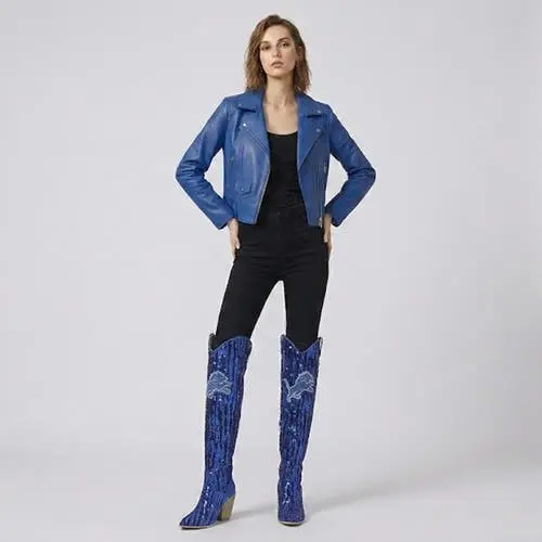 CUCE Detroit Lions Over-the-knee Two-tone Sequin Boots