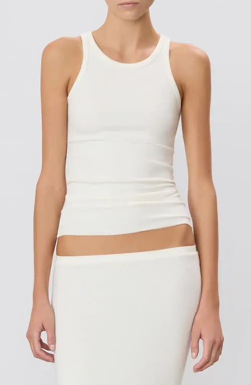 Eterne High Neck Fitted Tank Top - Cream