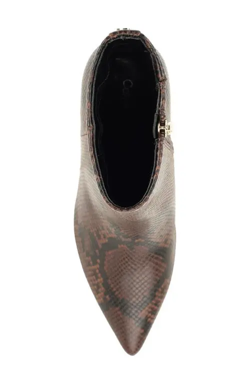 Calvin Klein Chrysta Snake Embossed Faux Leather Bootie - Dark Brown