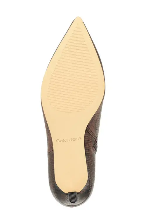 Calvin Klein Chrysta Snake Embossed Faux Leather Bootie - Dark Brown