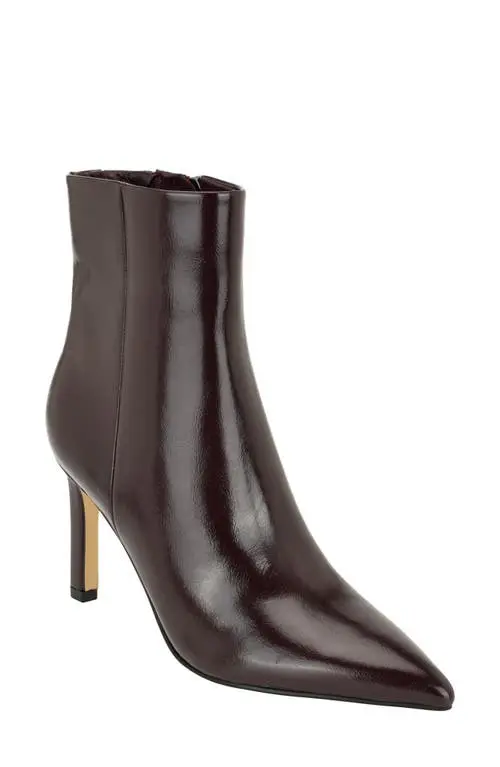 Calvin Klein Chrysta Snake Embossed Faux Leather Bootie - Dark Red