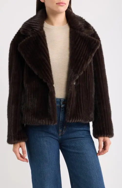 Bernardo Striped Faux Fur Coat - Brown
